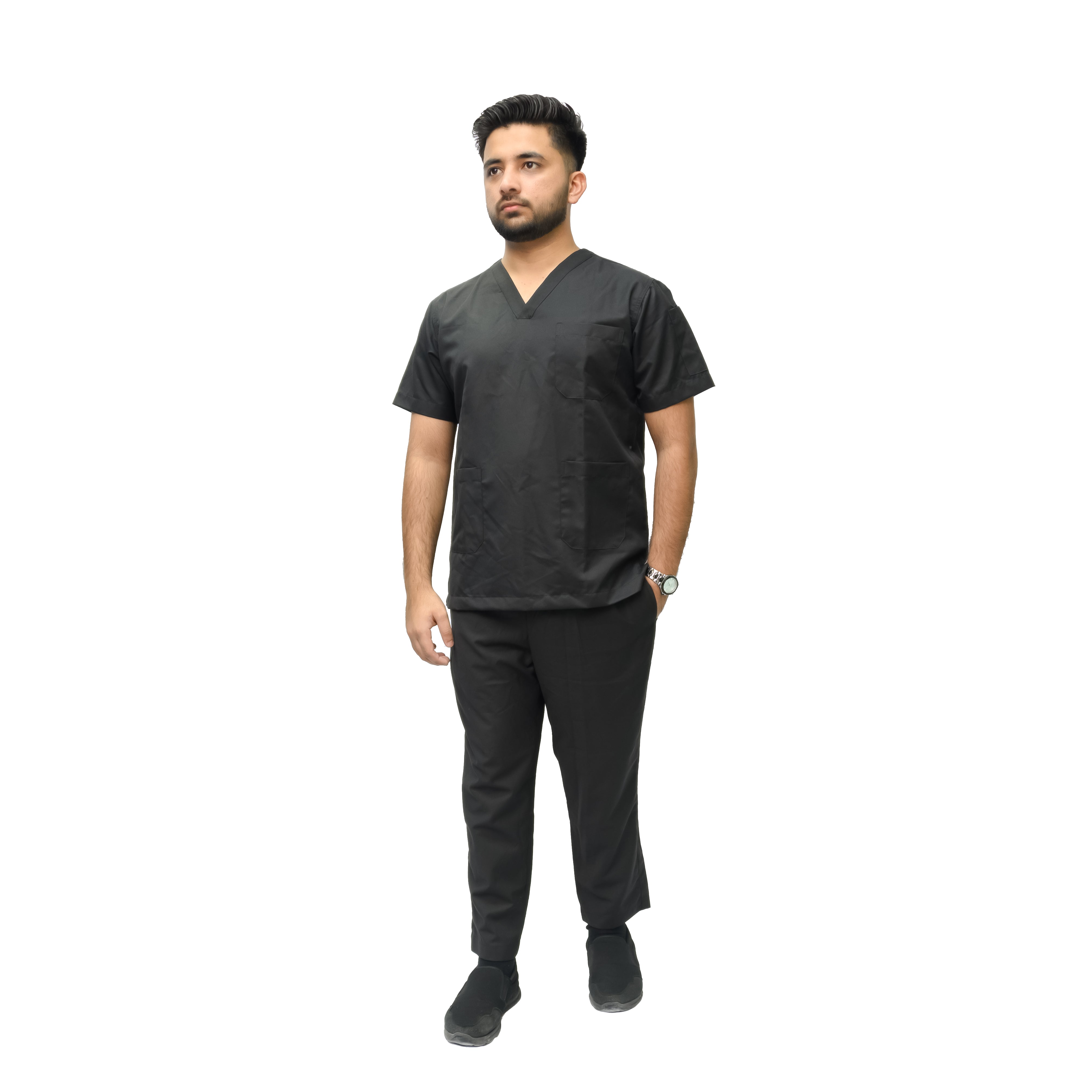 Men’s V-Neck Medical Scrub Suit – 2-Piece, Twill Cotton Viscose 180gsm ...